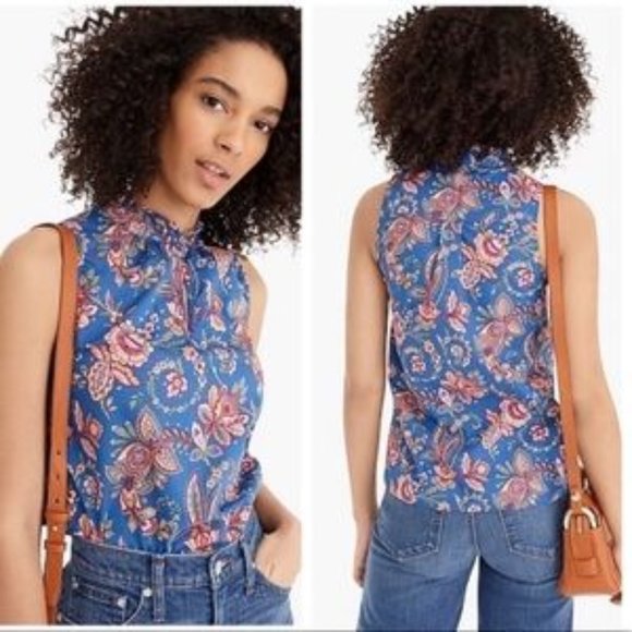 J. Crew | Tops | Nwt J Crew X Liberty Fabric Ruffle Neck Sleeveless ...